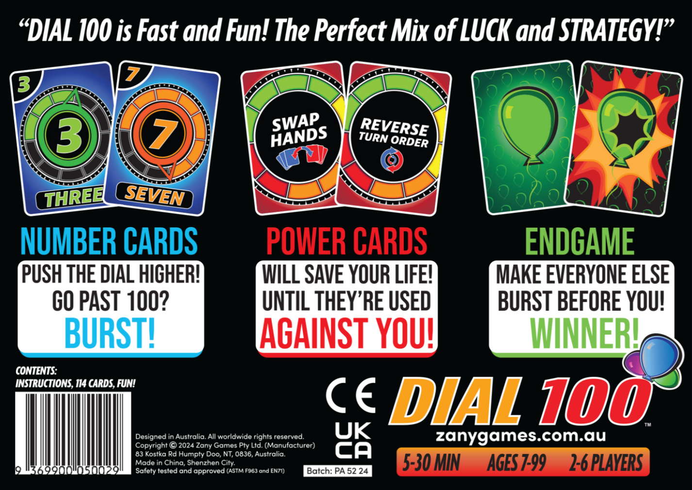 Dial 100 Card Game – Zany Games